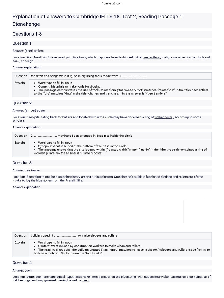 Cam 18, Test 2, Passage (WWW - Ielts2.com) 1 | PDF | Stonehenge | Celts
