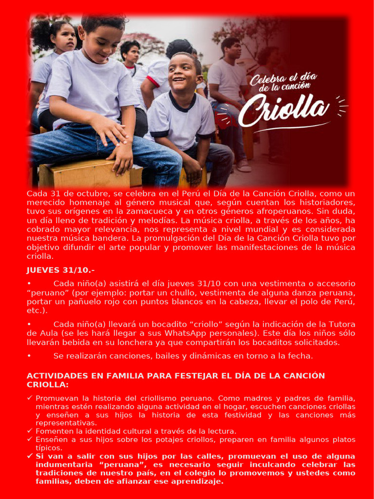 Día de La Canción Criolla | PDF