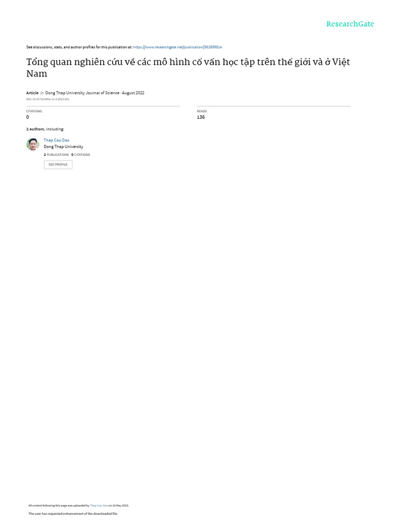 Tong Quan Nghien Cuu Ve Cac Mo Hinh Co Van Hoc Tap | PDF