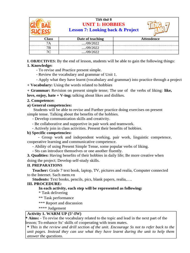 Unit 1 - Lesson 7 - Looking Back | PDF | Vocabulary | Human Communication