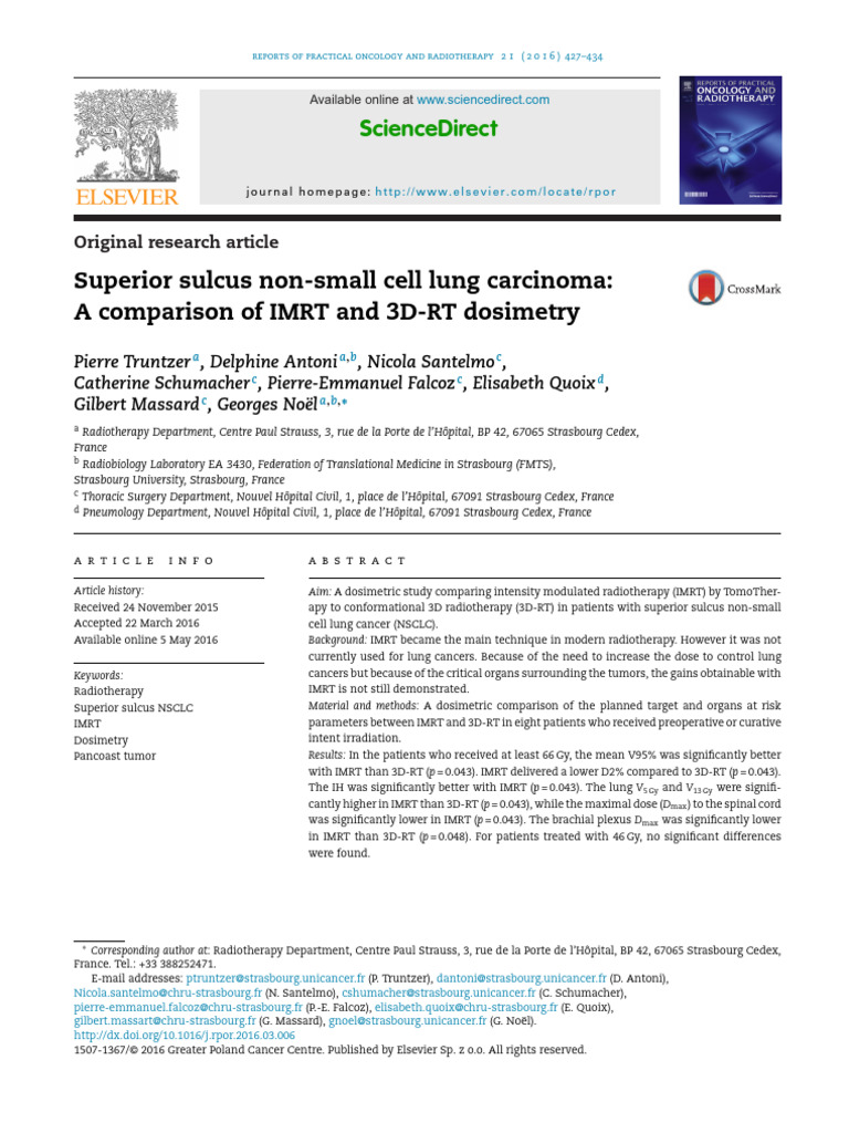 Carcinoma de Pulmon Imrt 3d | PDF | Radiation Therapy | Absorbed Dose