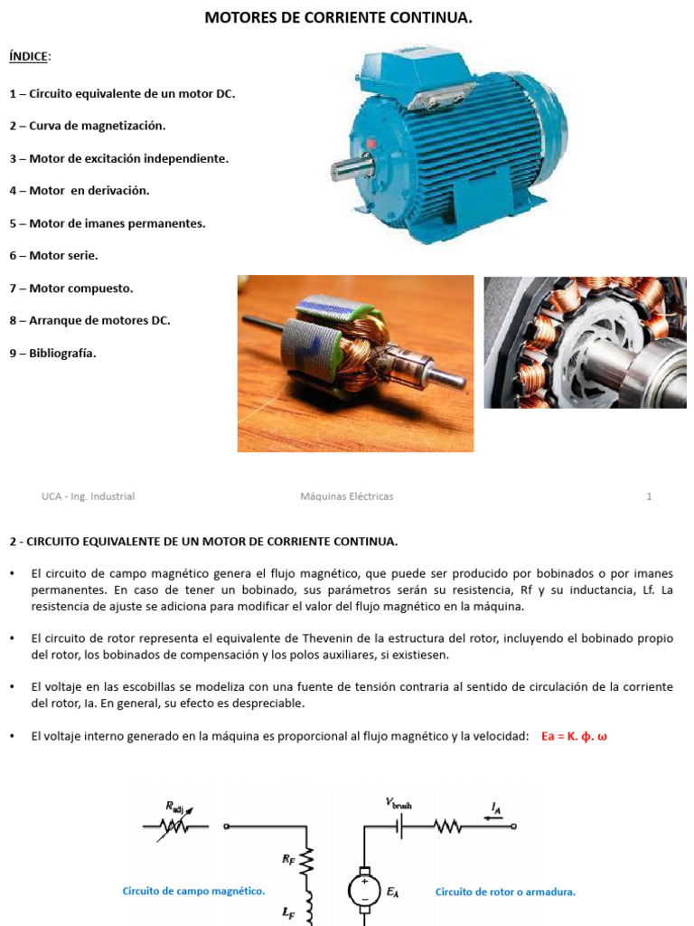 Motores de Corriente Continua: Tipos y Funcionamiento | PDF | Corriente ...