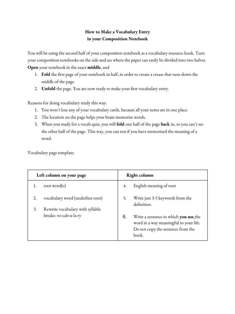 How To Make A Vocabulary Entry | PDF