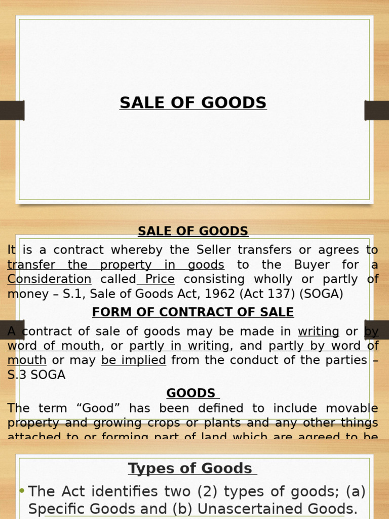 Law - Sale of Goods | PDF | Auction | Private Law