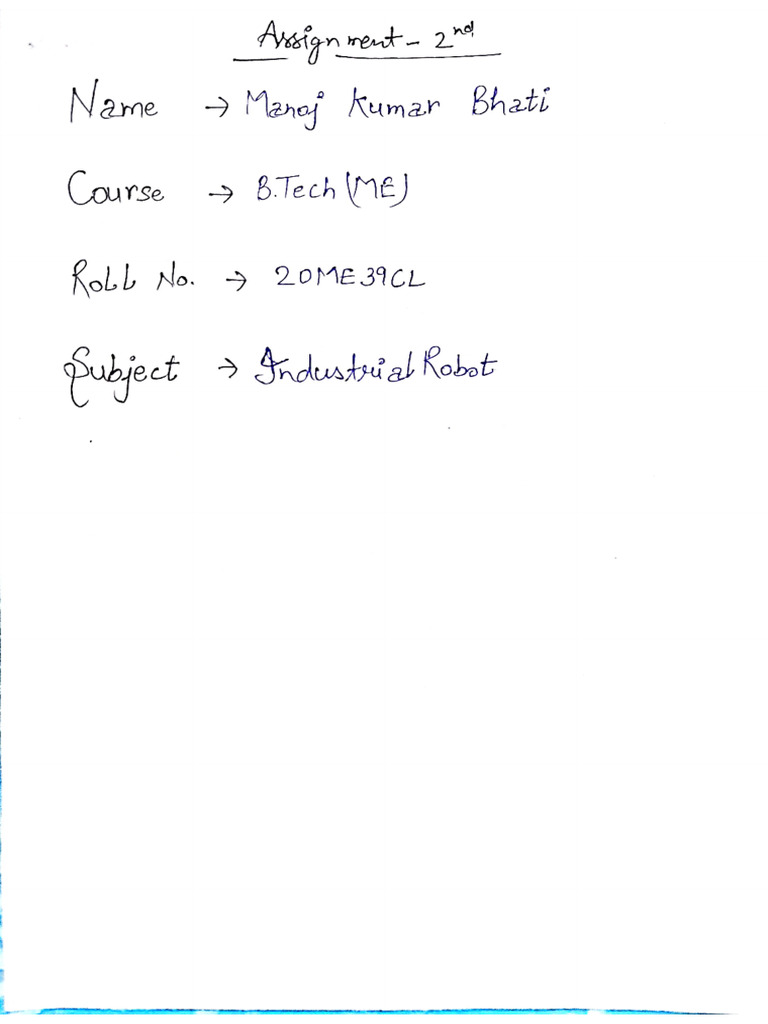 Assignment 2nd (Industrial Robot) | PDF