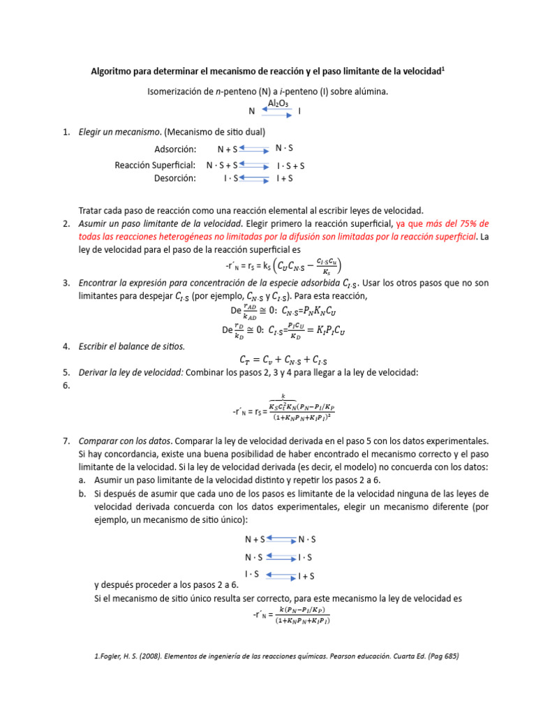 CLASE - 3-5 - Algoritmo para Determinar El Mecanismo de Reacción | PDF | Adsorción | Física ...
