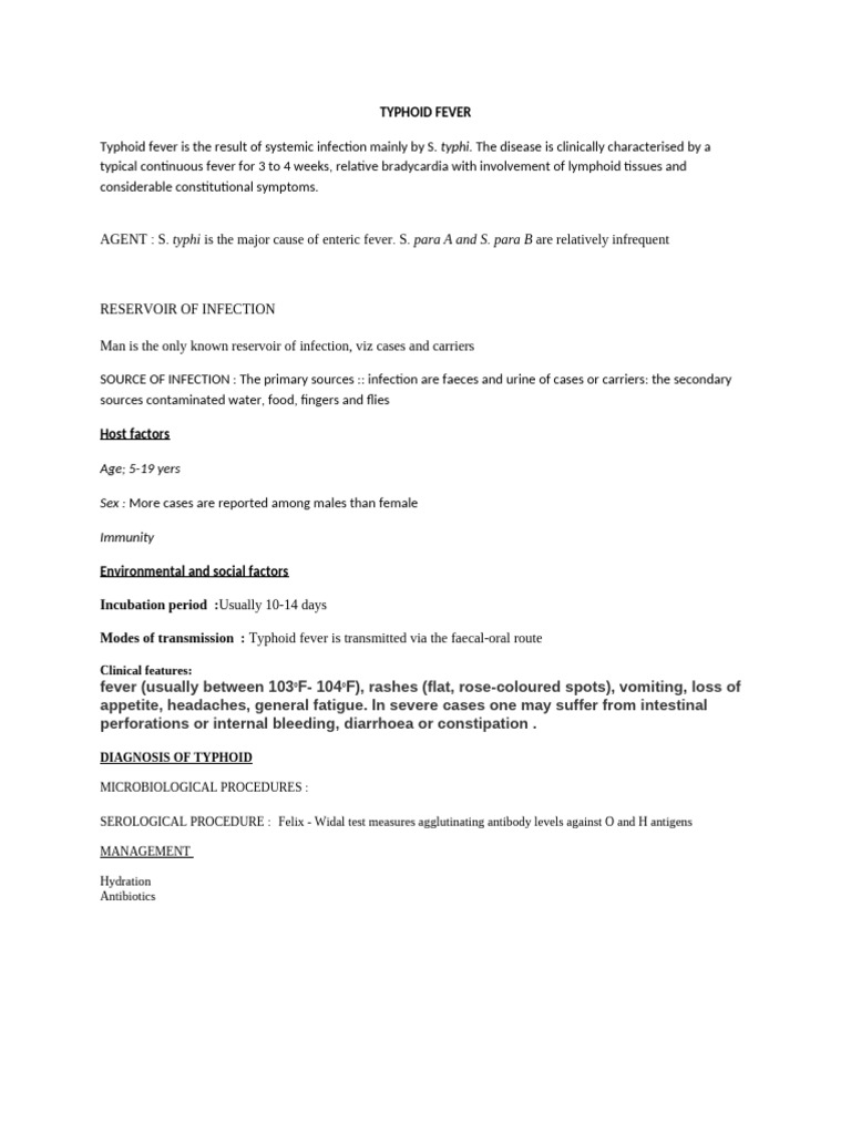 Typhoid Fever | PDF