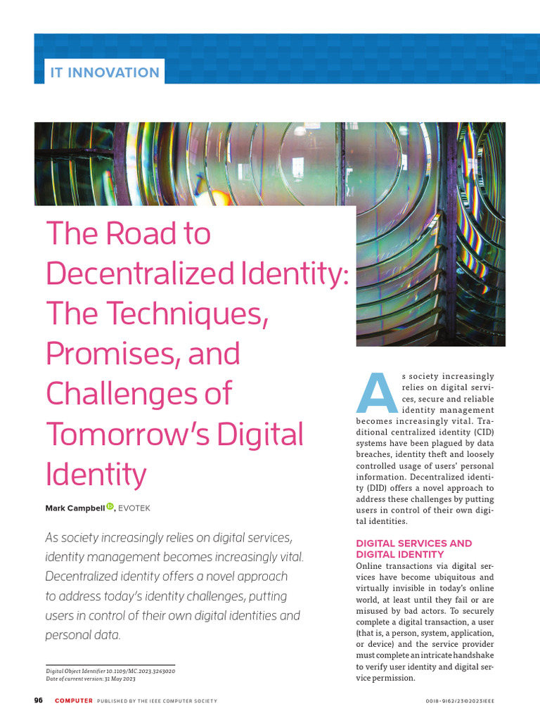 The Road To Decentralized Identity - The Techniques, Promises, and Challenges of Tomorrow's ...