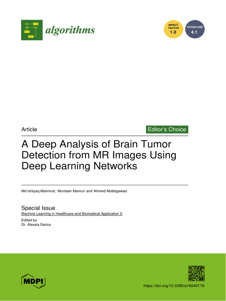 Algorithms 16 00176 With Cover | PDF | Receiver Operating ...