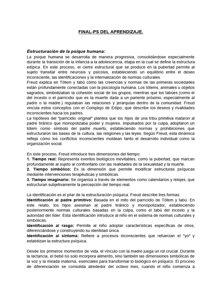 Final-Ps Del Apredizaje. | PDF | Pensamiento | Jacques Lacan