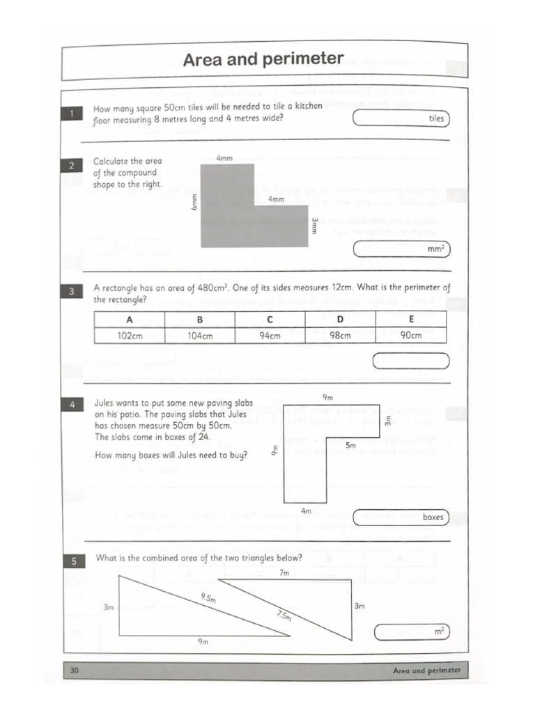 Area and Perimeter Worksheet - 2 | PDF