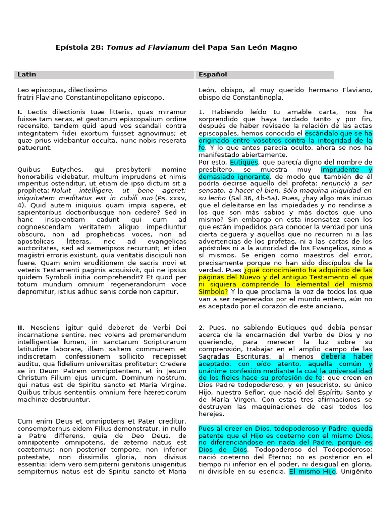 León Magno, Carta 28. Tomus Ad Flavianum Latín-Español | PDF | espíritu Santo | Cristo (título)