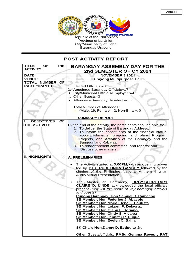 Annex I - Post Activity Report Template | PDF