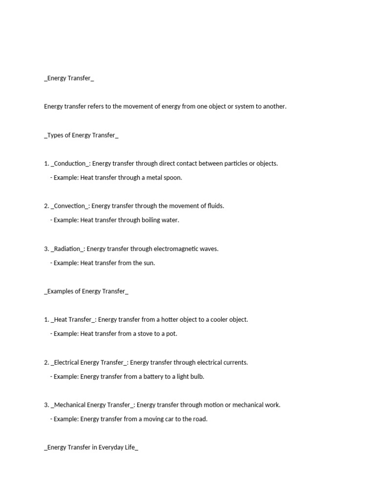 Grade 8 Energy Transfer | PDF