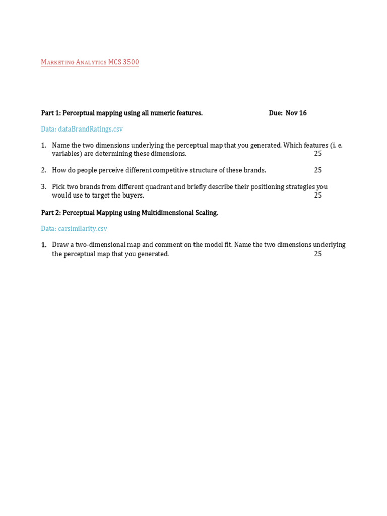 Marketing Analytics Assignment: Perceptual Mapping | PDF