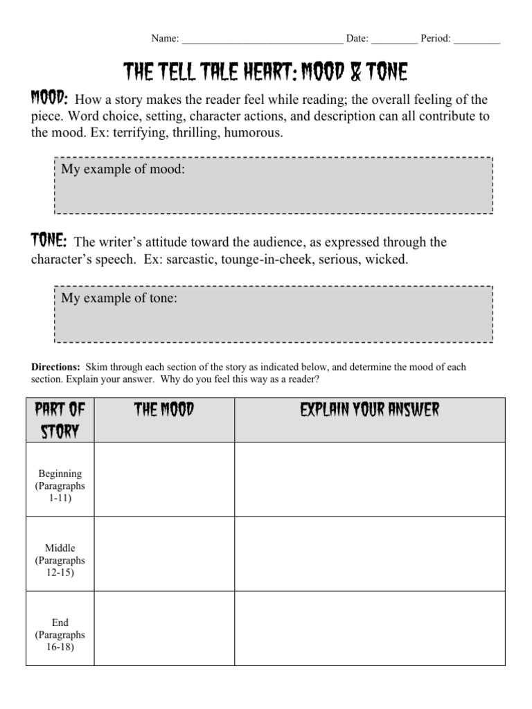 Tell Tale Heart Mood and Tone | PDF