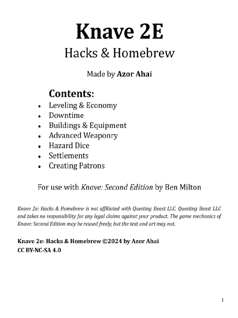 Knave 2E Leveling and Economy Guide | PDF | Cost Of Living