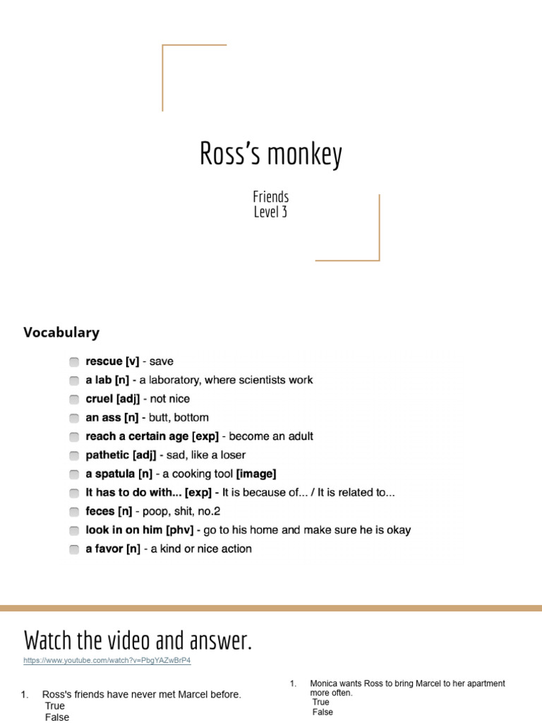 Ross's monkey - L3 | PDF
