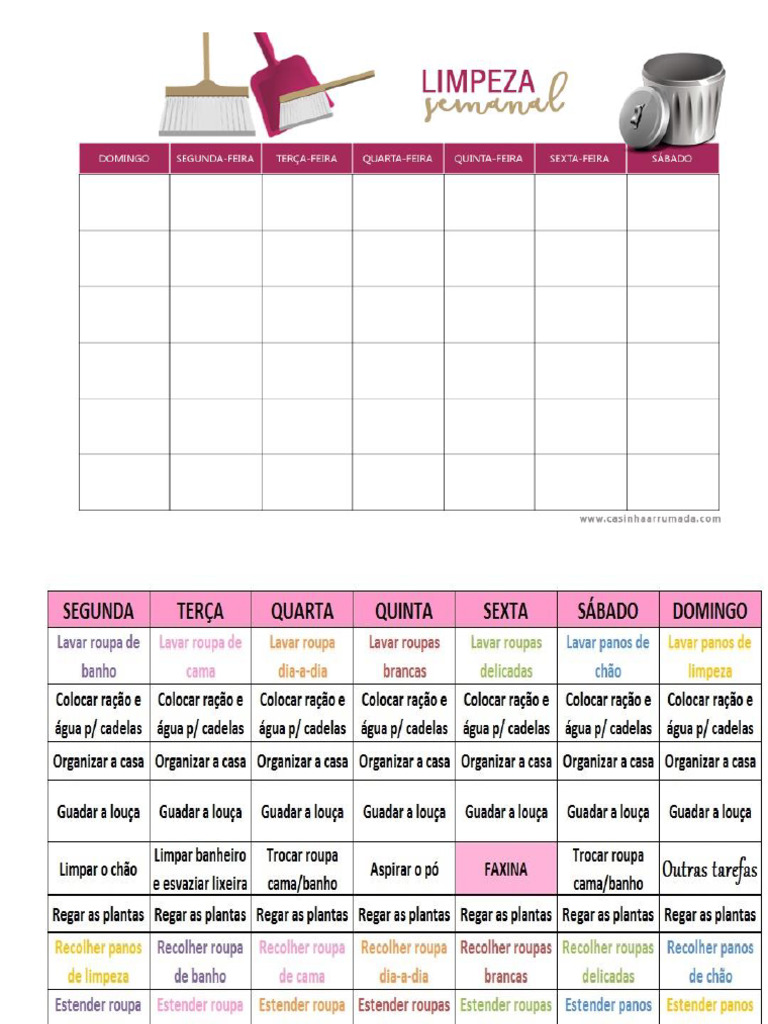 Cronograma De Limpeza Pdf