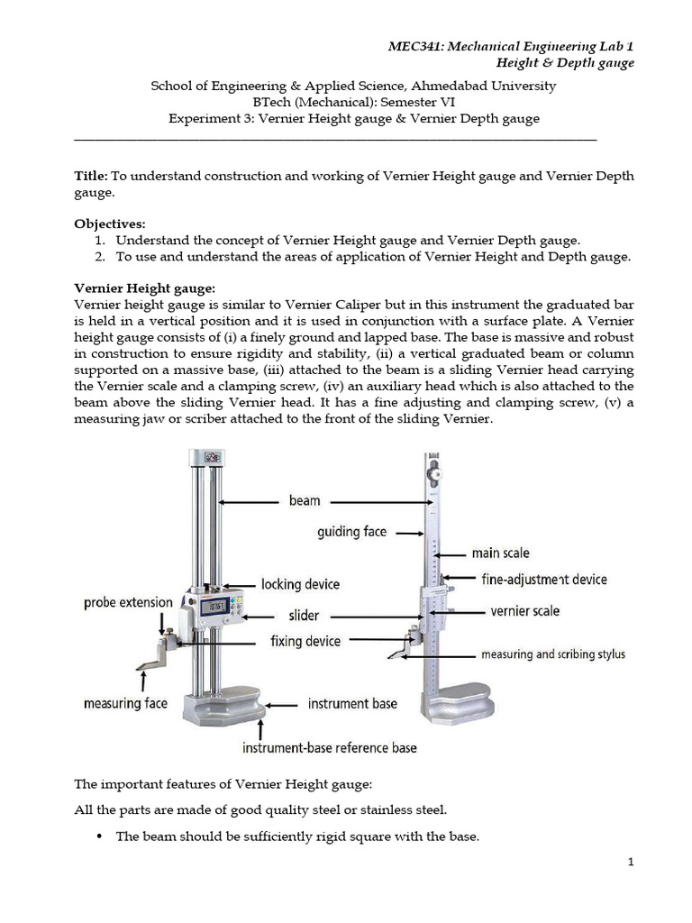 Height & Depth Gauge | PDF