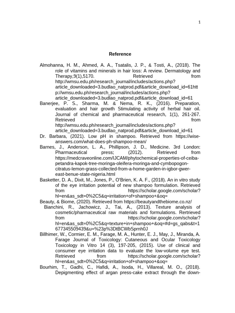 Reference. Final Kamay | PDF | Shampoo