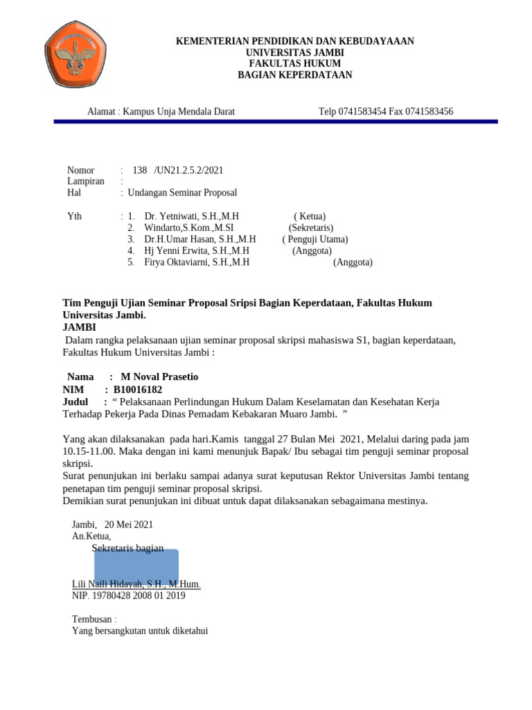 Undangan Seminar Proposal Skripsi | PDF