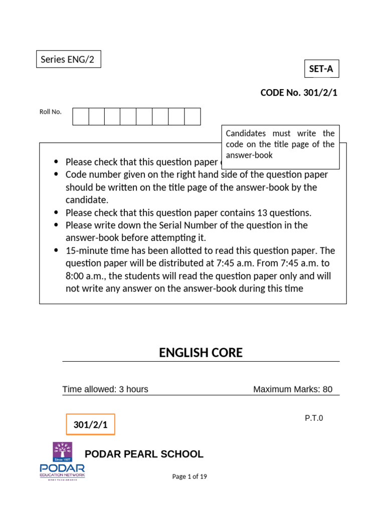 English Core Exam Paper 2023-24 | PDF | Employment | Incentive