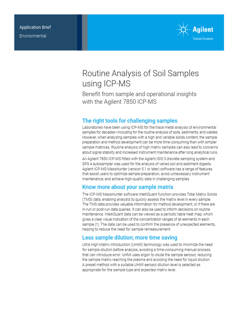 Agilent 7850 ICP-MS for Soil Analysis | PDF