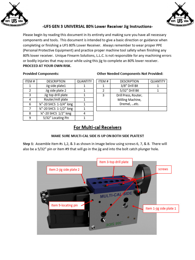 UFS_gen_3_universal_80_jig_instructions | PDF | Drill | Drilling