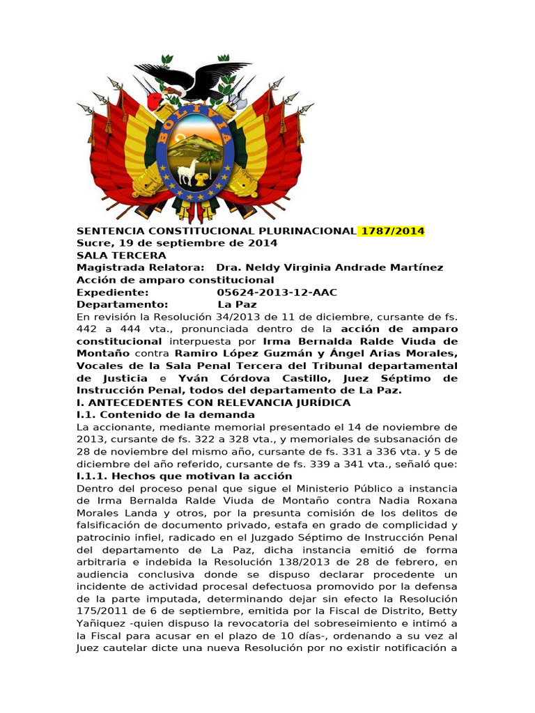 SCP 1787 2014 Impugnación A La Resolución de Sobreseimiento Se ...