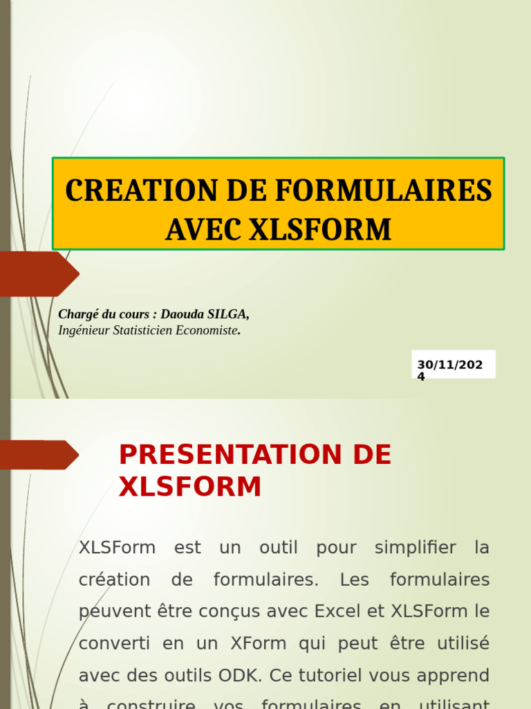 Création de Formulaires XLSForm avec Excel | PDF | Microsoft Excel | Informatique