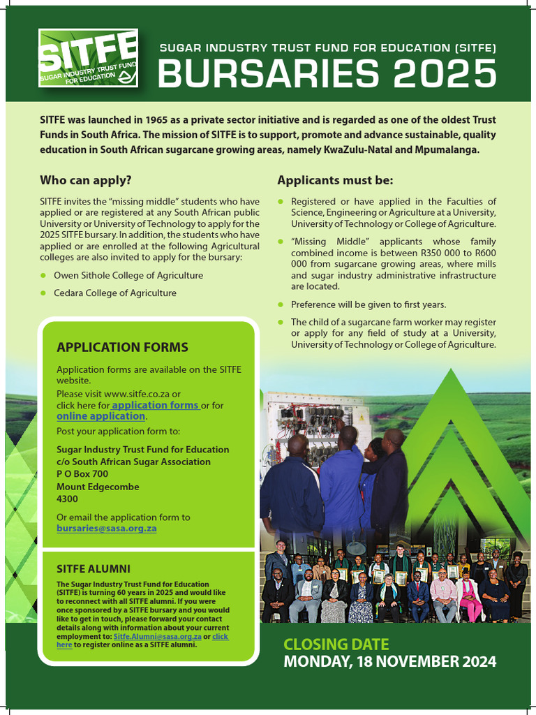 SITFE Bursary Applications 2025 Open | PDF | Food Industry | Agriculture