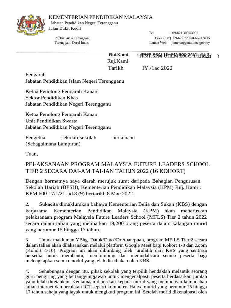 Surat Pelaksanaan MFLS | PDF