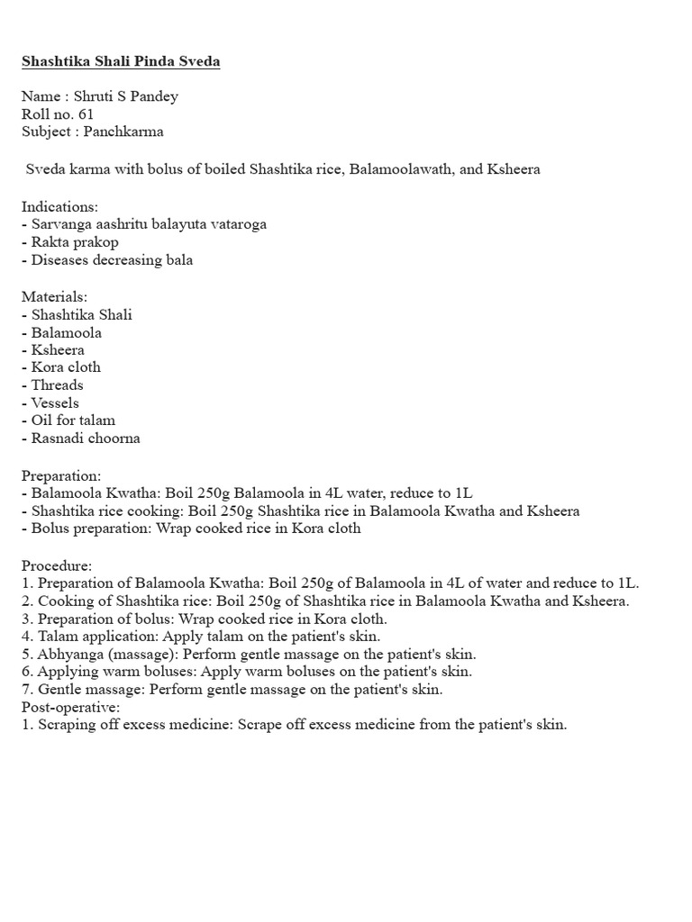 Shashtika Shali Pinda Sweda | PDF | Relaxation (Psychology) | Fibromyalgia Shashtika Shali Pinda Sweda | PDF | Relaxation (Psychology) | Fibromyalgia