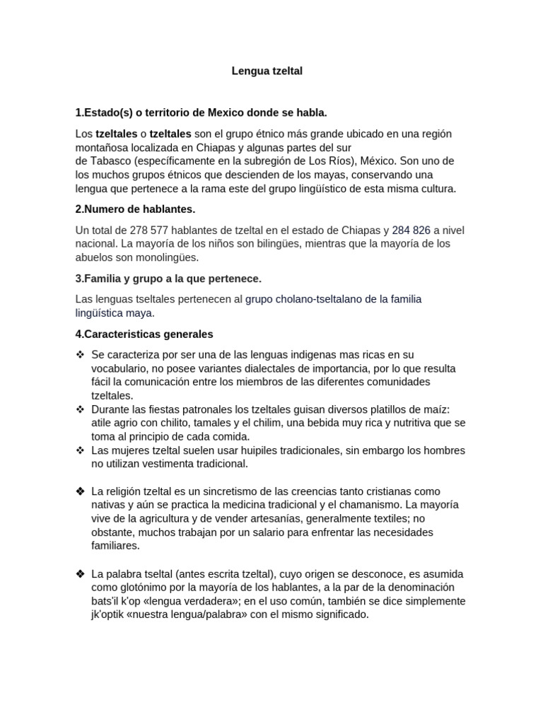 Lengua Tzeltal | PDF