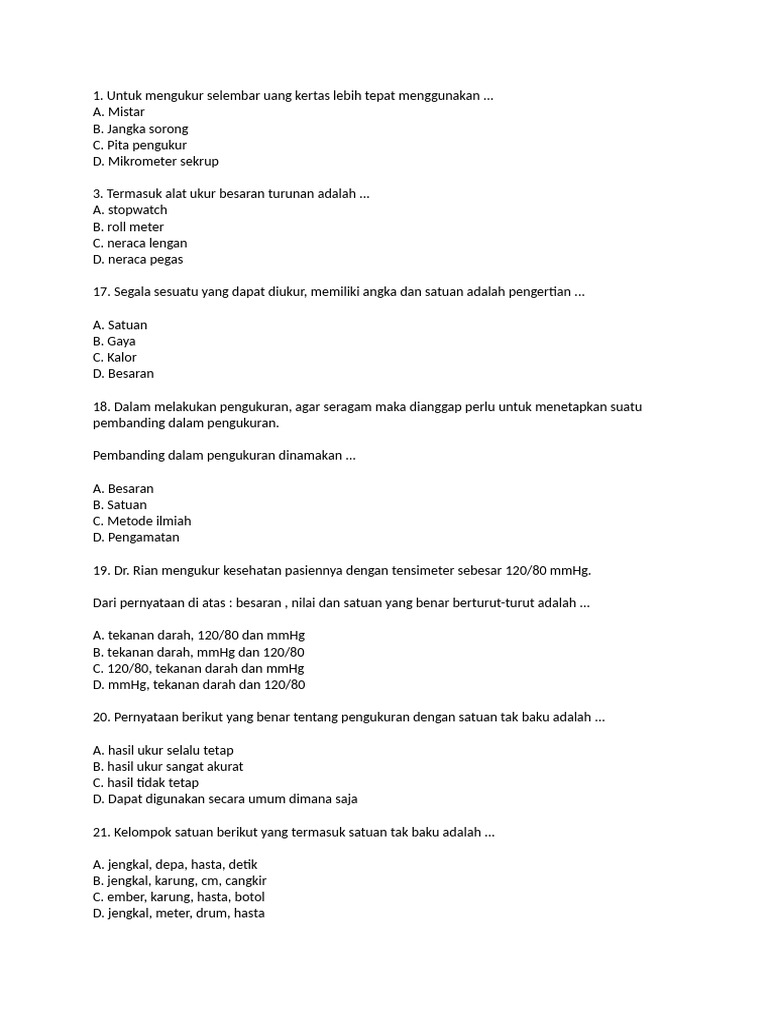 Bahan Soal Asas Ganjil Ipa Kelas 7 | PDF