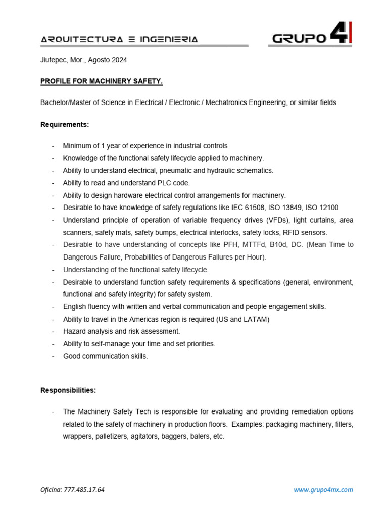 Machinery Safety Profile | PDF | Safety | Engineering