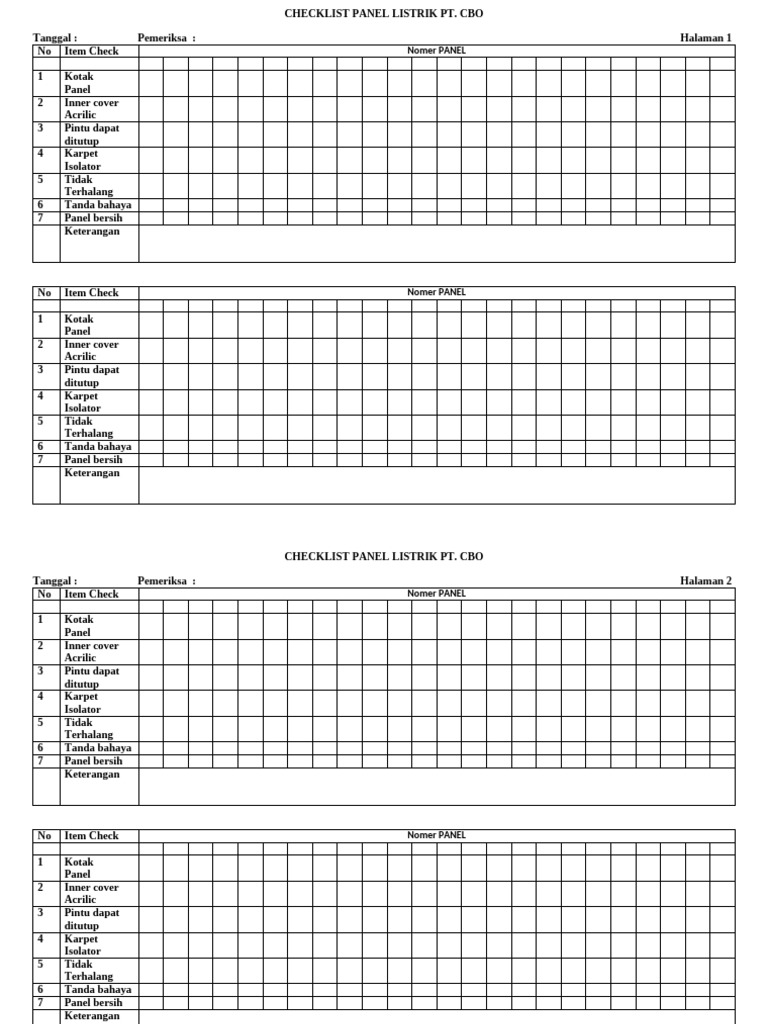PANEL Checklist CBO | PDF