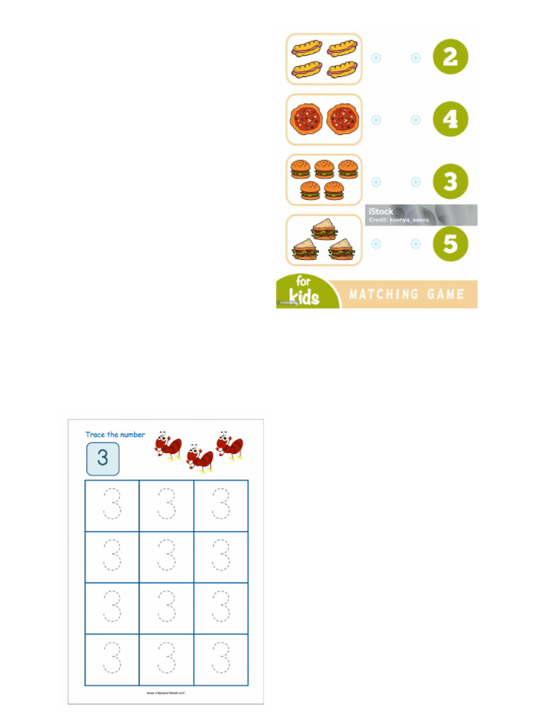 Menuliskan Angka 3 Dan Mencocokan Benda Dengan Angka | PDF