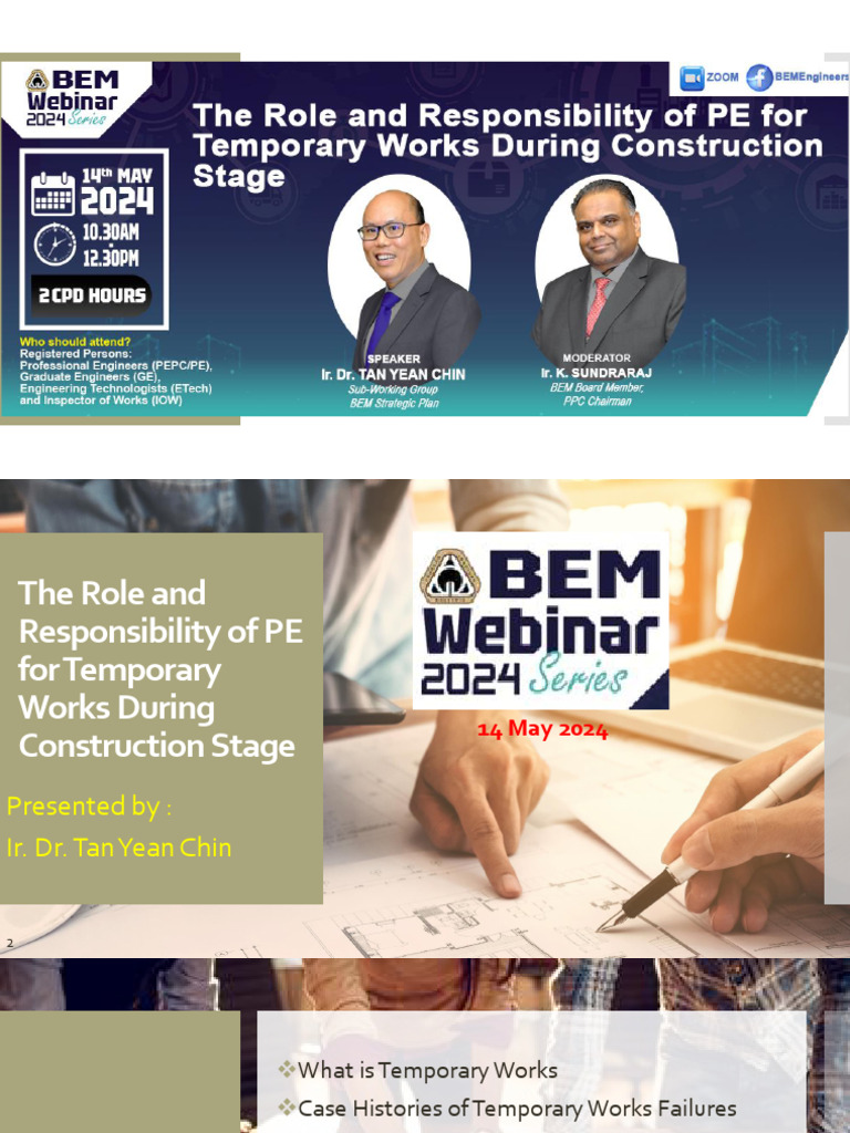 The Role and Responsibility of PE For Temporary Works (BEM 14 May 2024 ...