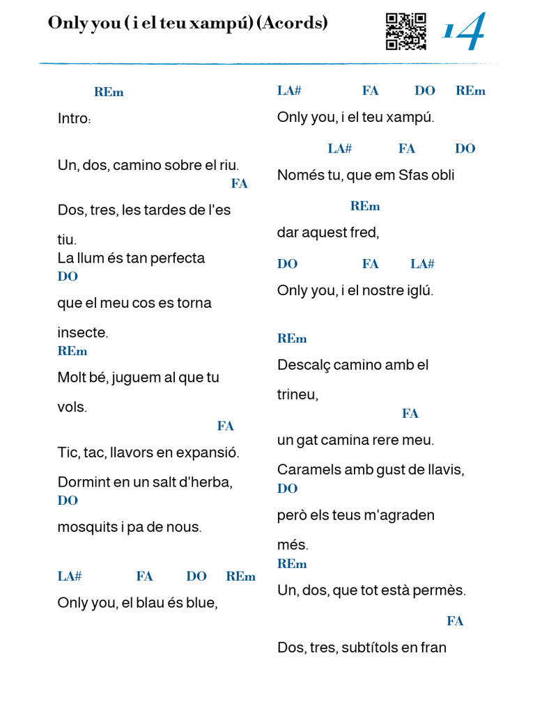 Only You (I El Teu Xampú) (Acords) (A5) | PDF