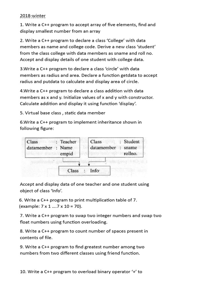 C Programs List in Board Paper | PDF | C++ | Class (Computer Programming)
