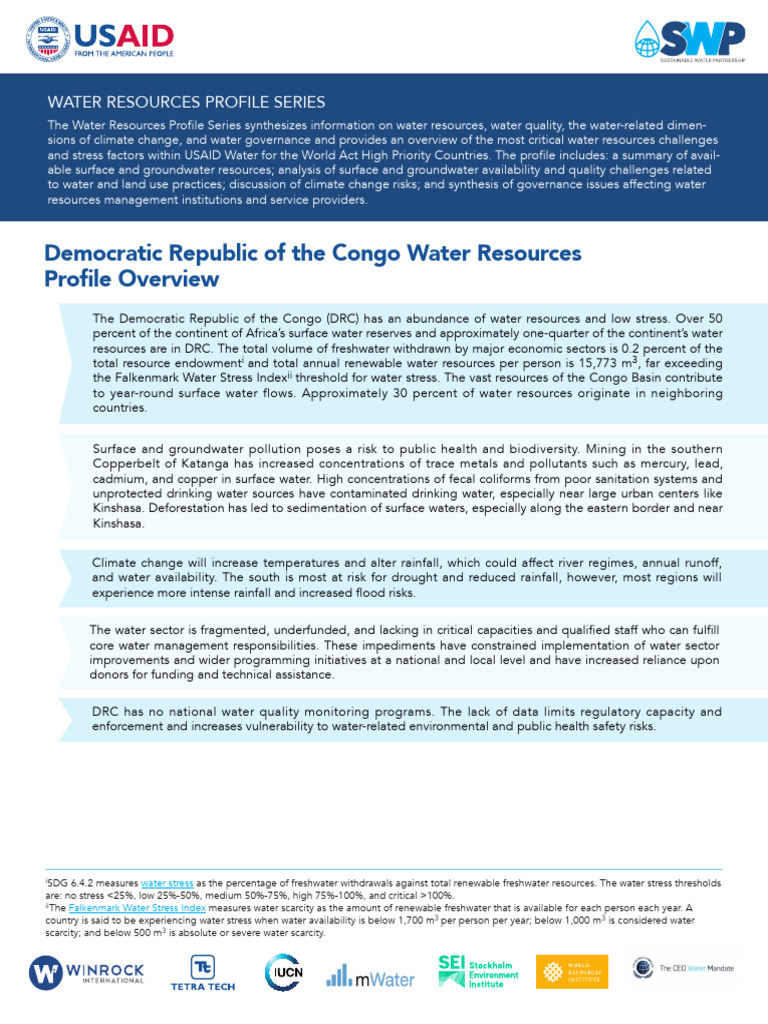 DRC Country Profile Final | PDF | Water Scarcity | Surface Runoff