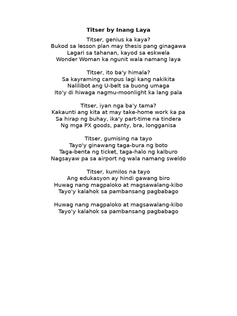 Titser by Inang Laya | PDF