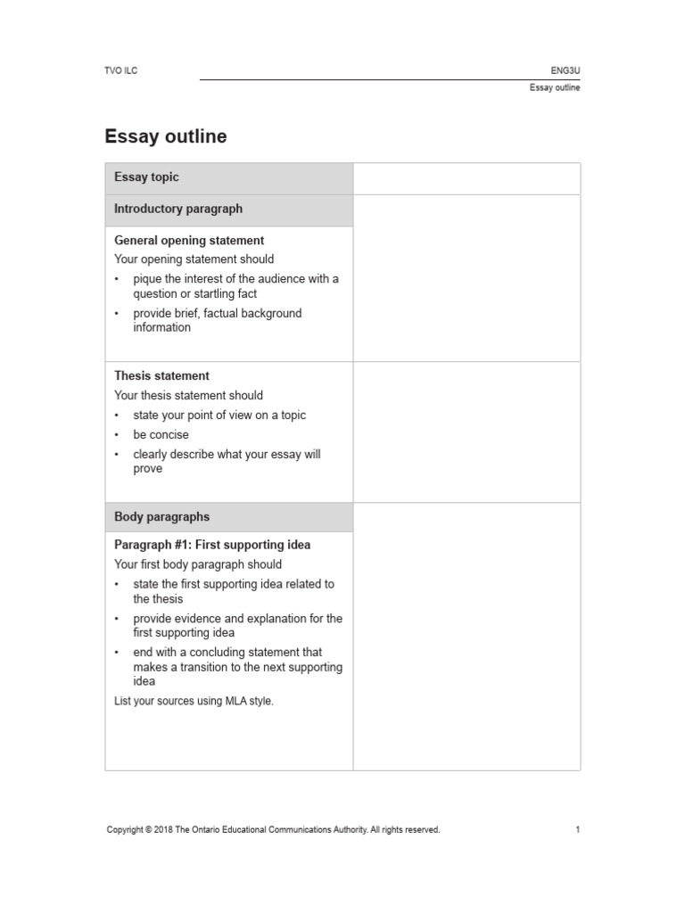 Essay Outline | PDF | Essays | Thesis