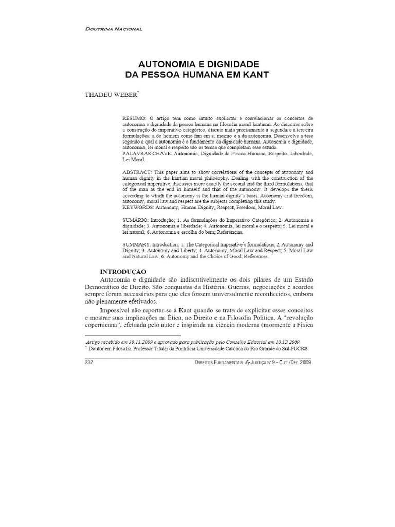 Autonomia e Dignidade Da Pessoa Humana | PDF