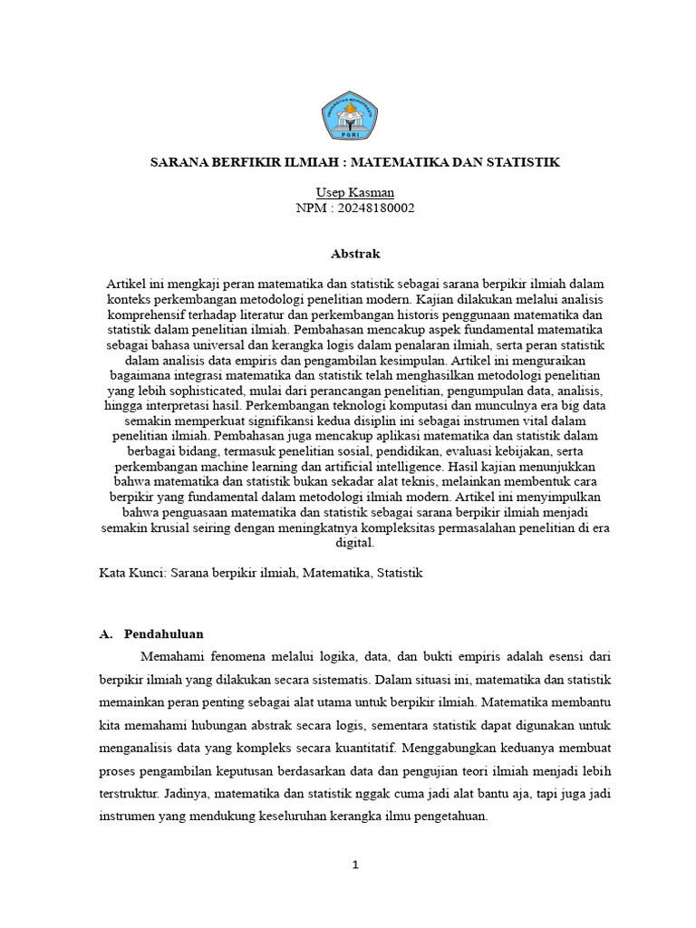 Sarana Berfikir Ilmiah Mat Dan Statistik | PDF