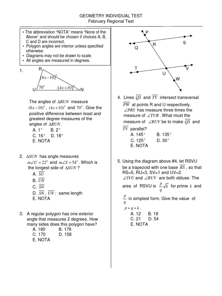 9917 T - Geom Reg Indiv With Solutions | PDF | Triangle | Area