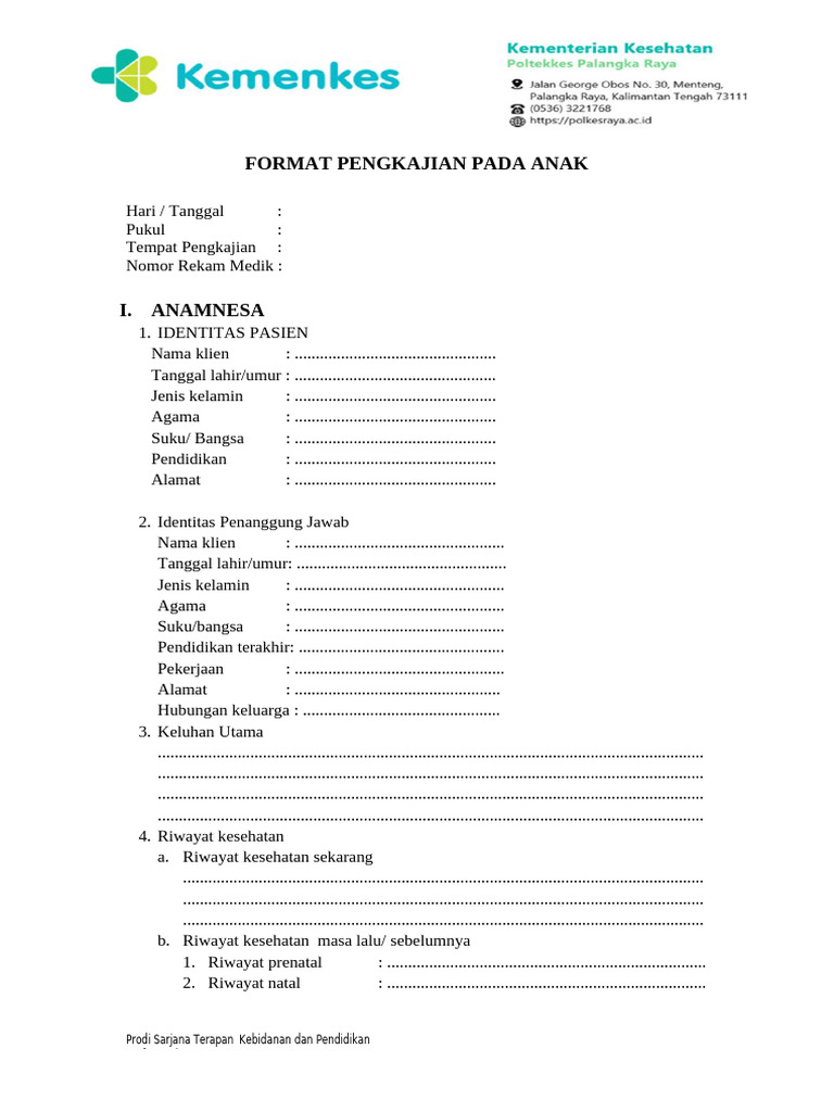 4 - Format Pengkajian Anak | PDF