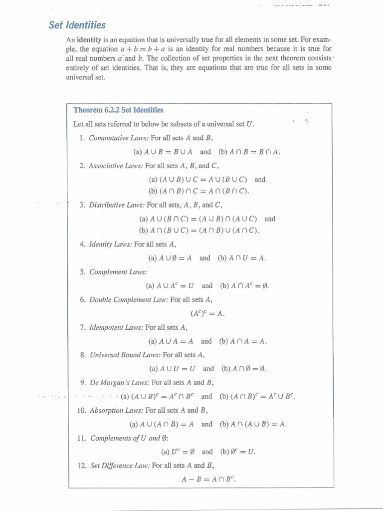 Set Identities | PDF